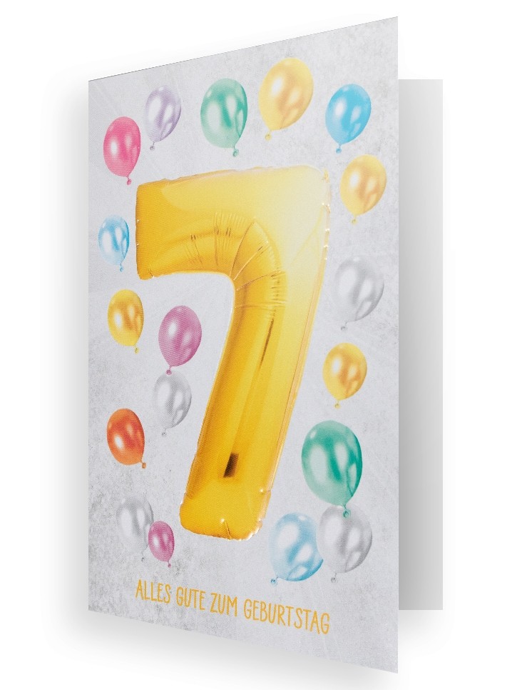 Grusskarte "Alles Gute" zum 7. Geburtstag | Ballongruesse.de