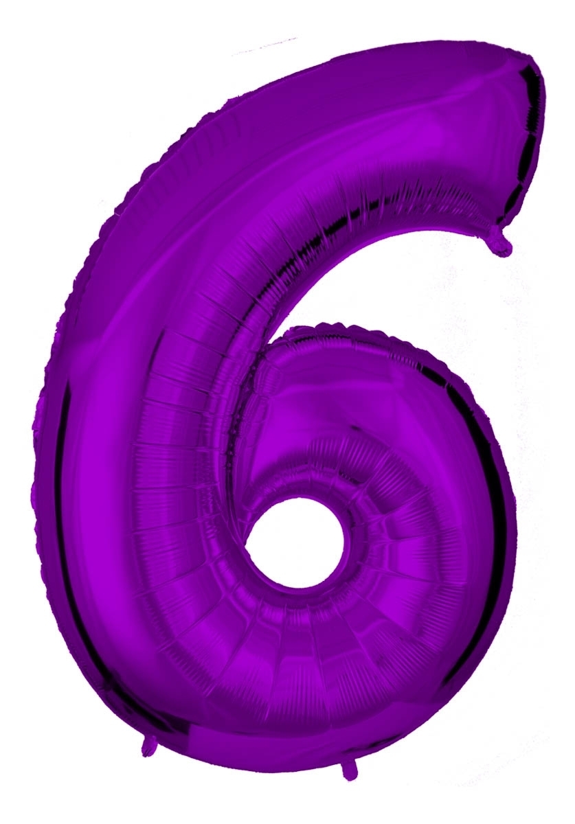 Zahl 6 als Zahlen Luftballon mit Helium in Lila | Ballongruesse.de